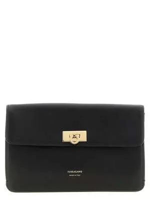 FERRAGAMO Harley Gancini Clutch - Black