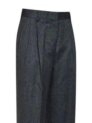 TOTEME Dark Grey Mélange Wool Herringbone Double-pleat Trousers - Multicolor