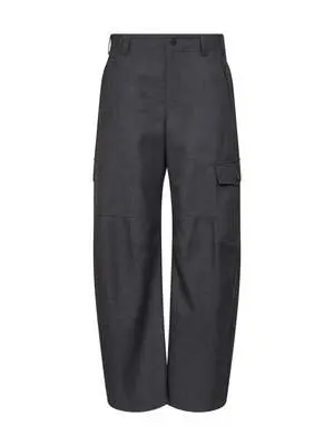 Brunello Cucinelli Dark Grey Virgin Wool Twill Barrel Cargo Trousers