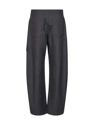 Brunello Cucinelli Dark Grey Virgin Wool Twill Barrel Cargo Trousers