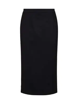 Dolce & Gabbana Black Stretch Wool Midi Pencil Skirt
