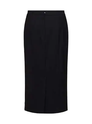 Dolce & Gabbana Black Stretch Wool Midi Pencil Skirt