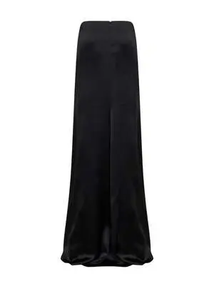 Giuseppe Di Morabito Black Satin Maxi Skirt With Crystal Embellishment - Multicolor