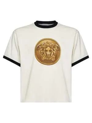 Versace Dirty White Cotton Jersey Printed T-shirt - Multicolor