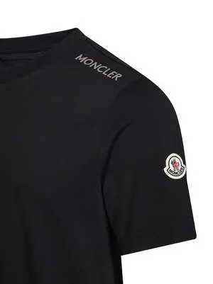 Moncler Black Cotton Jersey Crewneck T-shirt With Logo