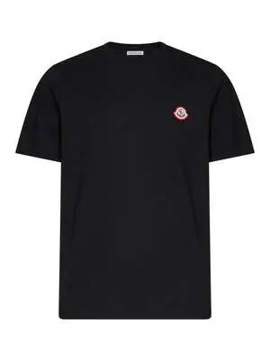 Moncler Black Cotton Jersey T-shirt With Logo - Multicolor
