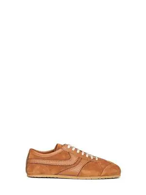 Dries Van Noten Tan Suede Sneakers With Leather Details - Multicolor