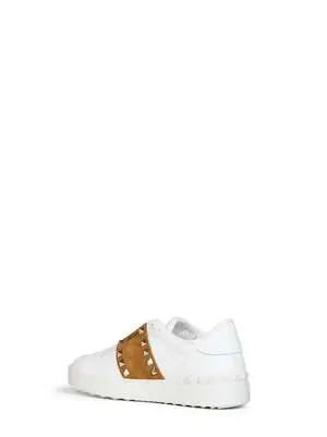 Valentino Garavani White And Havana Beige Rockstud Untitled Sneakers - Multicolor
