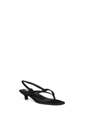 TOTEME Black Satin Flip Flops Slingback Sandals