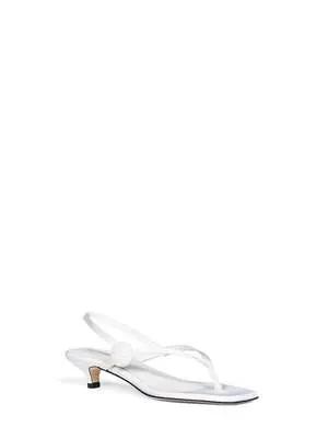 TOTEME Ecru Satin Flip Flops Slingback Sandals