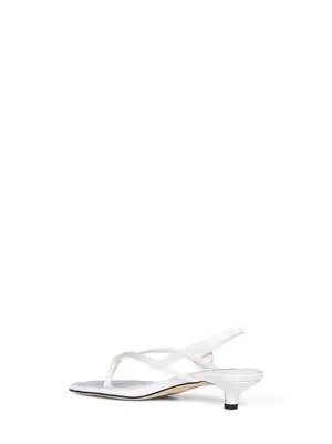TOTEME Ecru Satin Flip Flops Slingback Sandals