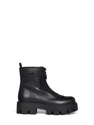 Prada Calzature Black Leather Zip-up Ankle Boots - Multicolor