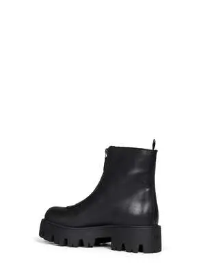 Prada Calzature Black Leather Zip-up Ankle Boots