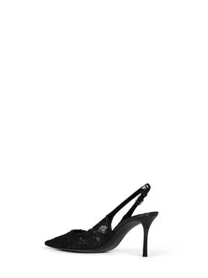 Dolce & Gabbana Black Lace And Patent Leather Slingback Pumps - Multicolor