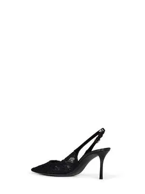 Dolce & Gabbana Black Lace And Patent Leather Slingback Pumps - Multicolor