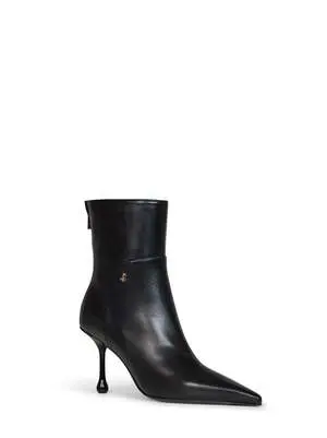 JIMMY CHOO Black Nappa Leather Pointed Toe Ankle Boots - Multicolor