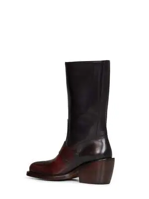 Dries Van Noten Tan Brushed Leather Buckled Mid-calf Boots