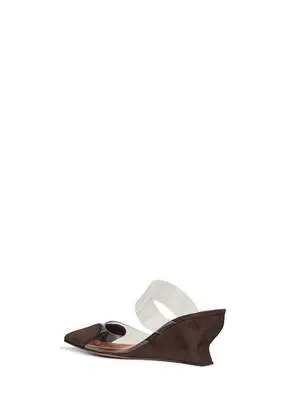 Alaïa Brown Le Coeur Wedge Mules