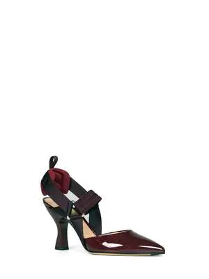 Fendi Burgundy Patent Leather Colibrì Slingbacks