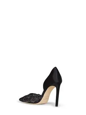 JIMMY CHOO Brigitte 100 Black Lace And Satin Pumps - Multicolor
