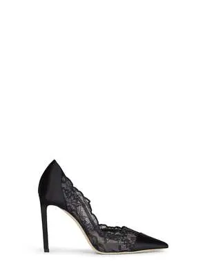 JIMMY CHOO Brigitte 100 Black Lace And Satin Pumps - Multicolor