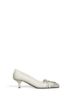 Prada Calzature Talc Antique-finish Leather Pumps - Multicolor