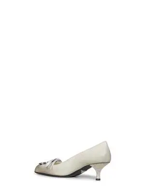 Prada Calzature Talc Antique-finish Leather Pumps
