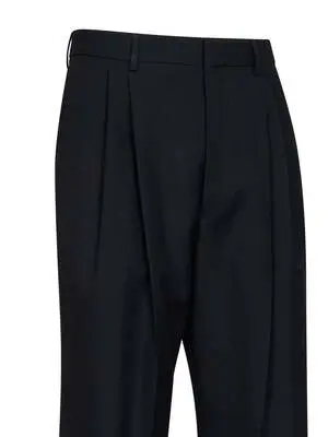 Dries Van Noten Black Wool Panrom Double-pleat Straight-leg Trousers