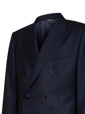 Dolce & Gabbana Blue Stretch Wool Martini Light Double-breasted Jacket