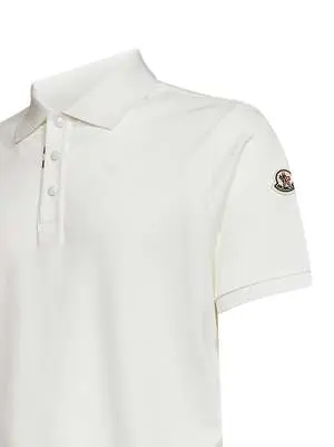 Moncler Natural Cotton Piqué Polo Shirt With Logo - Multicolor