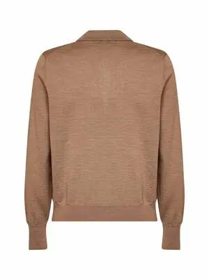 AMI Paris Camel Extra-fine Merino Wool Knit De Cœur Polo Shirt - Multicolor