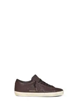 GOLDEN GOOSE Dark Brown Grained Leather Super-star Sneakers