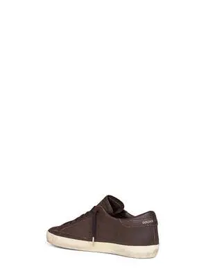 GOLDEN GOOSE Dark Brown Grained Leather Super-star Sneakers