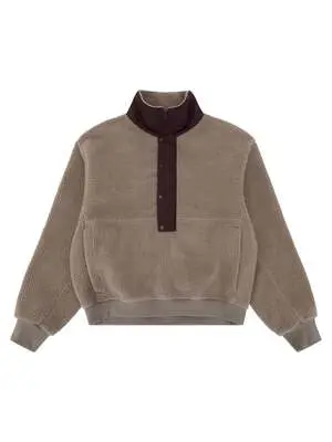 ENTIRE STUDIOS Partial-front Snap Button & Zipper Kangaroo Pocket Sweater With Ribbed Trim
