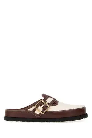 BIRKENSTOCK Two-tone Leather & Canvas Boston Slippers For - Multicoloured