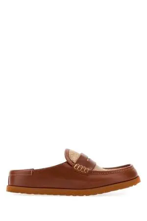 BIRKENSTOCK Raffia And Nappa Leather Naples Slippers