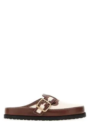 BIRKENSTOCK Two-tone Leather And Canvas Boston Slippers For - Multicoloured