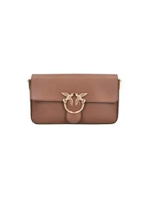 Pinko Leather Flap Shoulder Bag With Bird-emblem Clasp