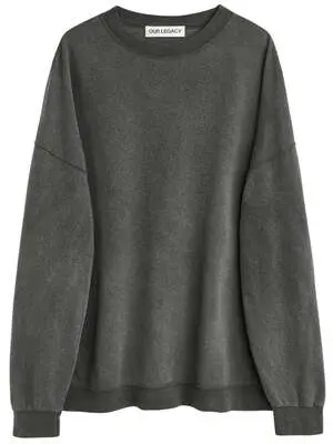 Our Legacy Washed Cotton-linen Blend Crewneck Sweater - Black