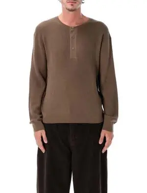Studio Nicholson Waffle-knit Henley Sweater - Bark