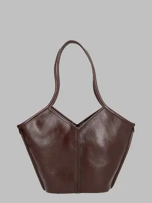Hereu Structured Leather Shoulder Bag - Brown