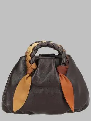 Hereu Structured Leather Handbag With Braided Top Handle
