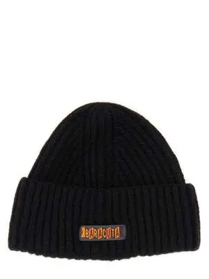 BARACUTA Classic Beanie Hat With Logo Patch - Black