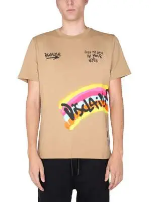 DISCLAIMER Screen Print Crew Neck T-shirt - Brown