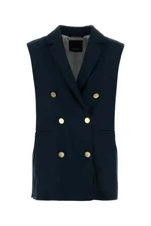 S MAXMARA Sculpted Linen Bird Vest - Blue