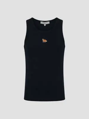 Maison Kitsuné Baby Fox Motif Ribbed Tank Top - Black