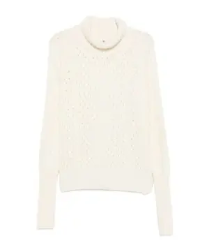 Ermanno Scervino Perforated-knit Roll-neck Sweater - Beige