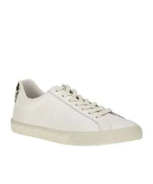 VEJA Esplar Leather Low-top Sneakers With Leopard Print Heel Detail - White
