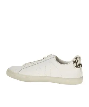 VEJA Esplar Leather Low-top Sneakers With Leopard Print Heel Detail - White
