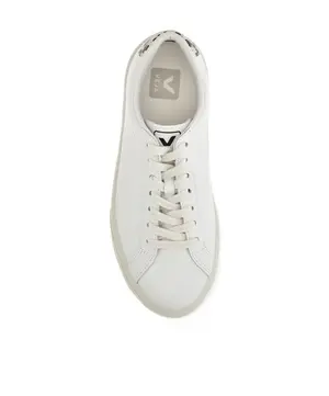 VEJA Esplar Leather Low-top Sneakers With Leopard Print Heel Detail - White